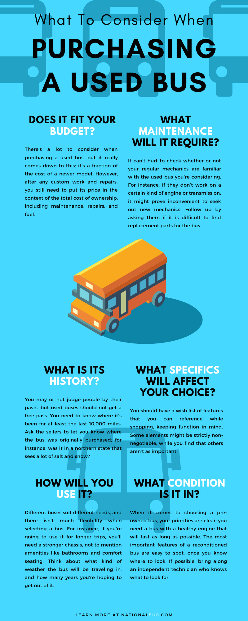 What To Consider When Purchasing a Used Bus | National Bus Sales